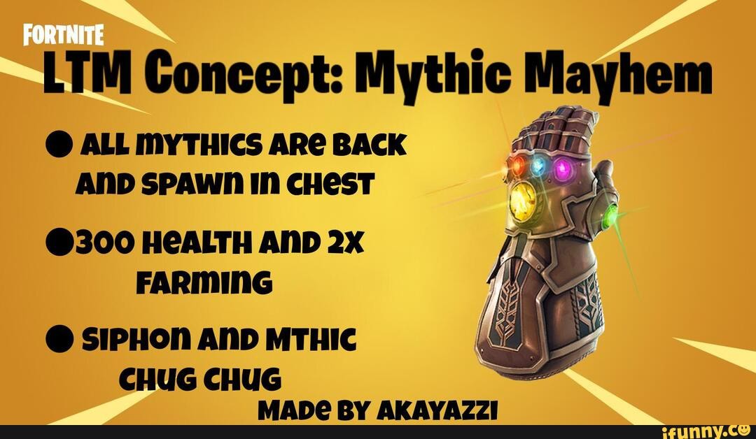 LTM Concept: Mythic Mayhem @ ALL MYTHICS ARe BACK AND SPAWN IN cHesT ...