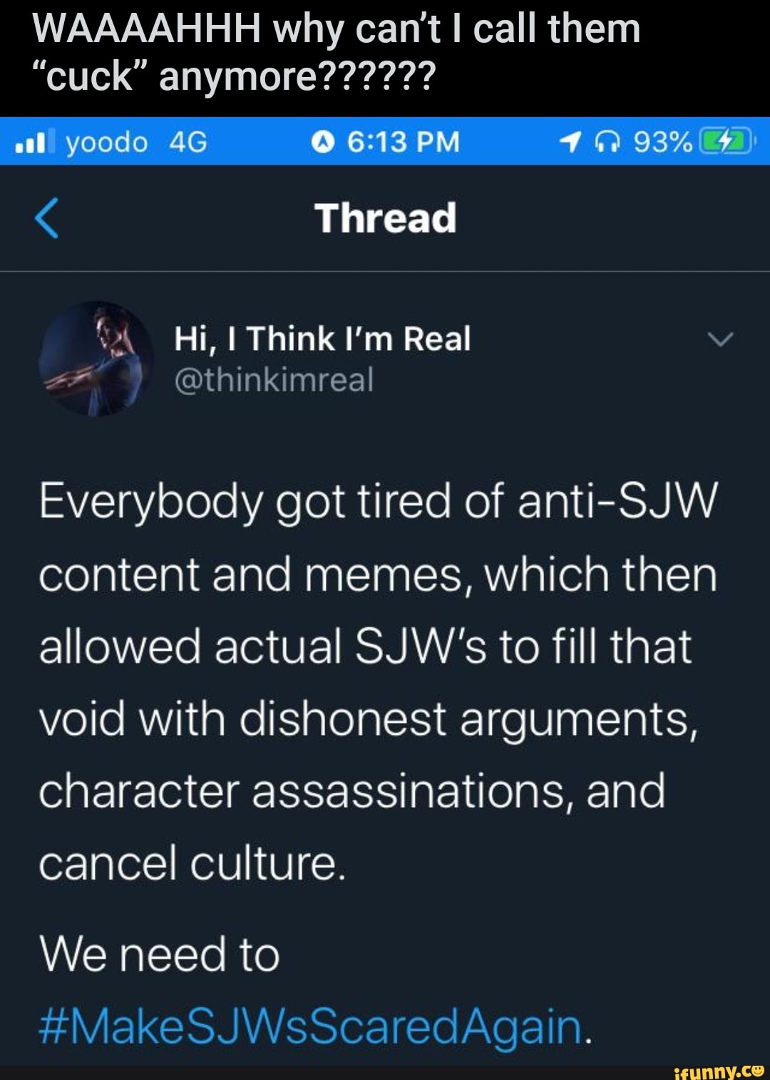 WAAAAHHH why cant I call them Everybody got tired of anti-SJW content ...