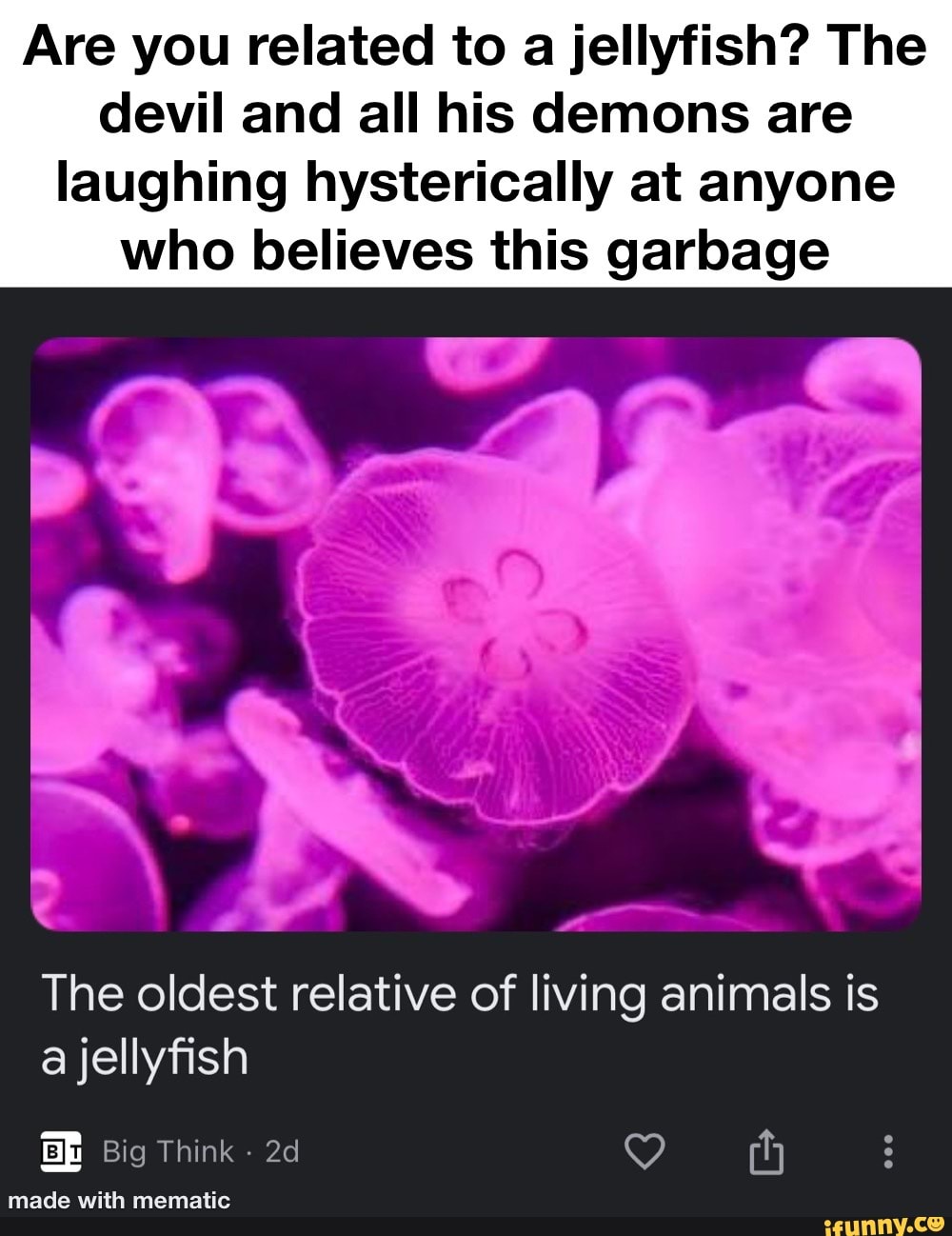 Are you related to a jellyfish? The devil and all his demons are ...