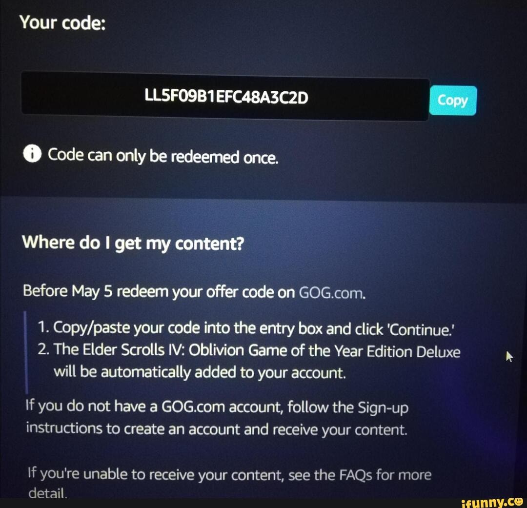 Your code: LLSFO9B1EFC48A3C2D Copy @ Code can only be redeemed once ...