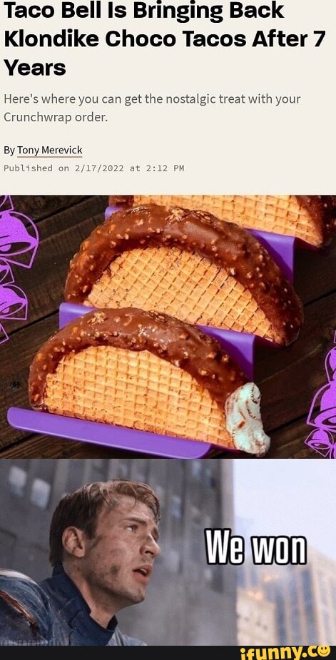 Taco Bell Is Bringing Back Klondike Choco Tacos After 7 Years Here's ...