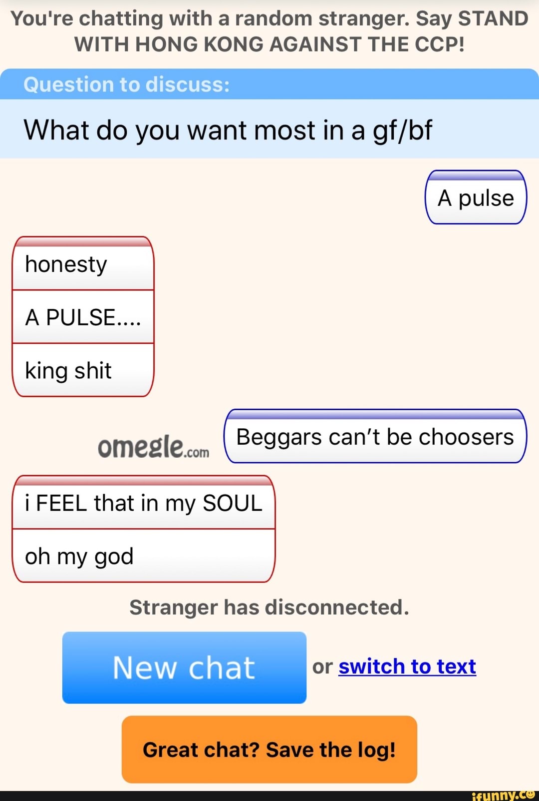 You're chatting with a random stranger. Say STAND WITH HONG KONG ...