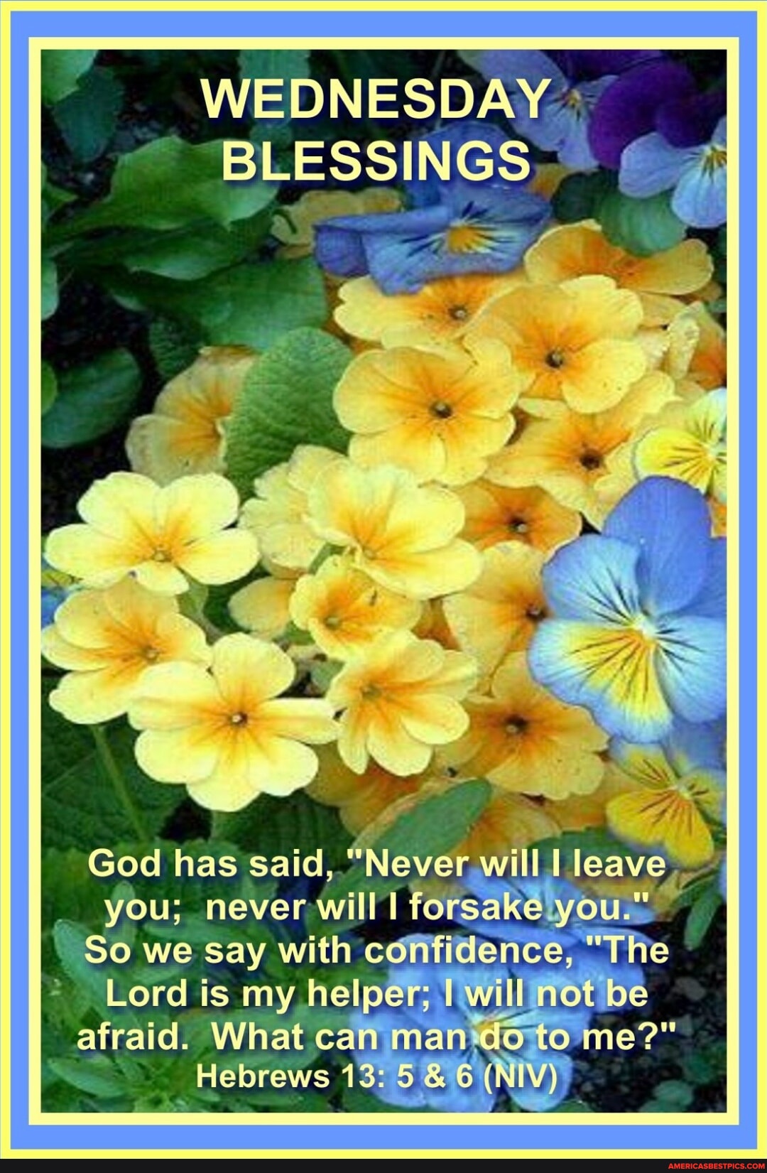 WEDNESDAY BLESSINGS. God has said, 'Never will leave, you; never willT ...