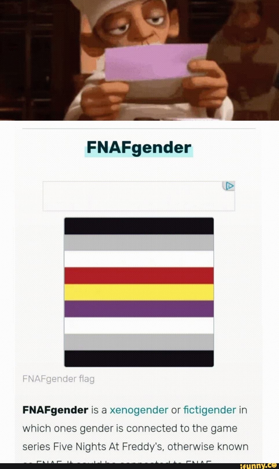 FNAFgender FNAFgender flag FNAFgender is xenogender or fictigendier in ...