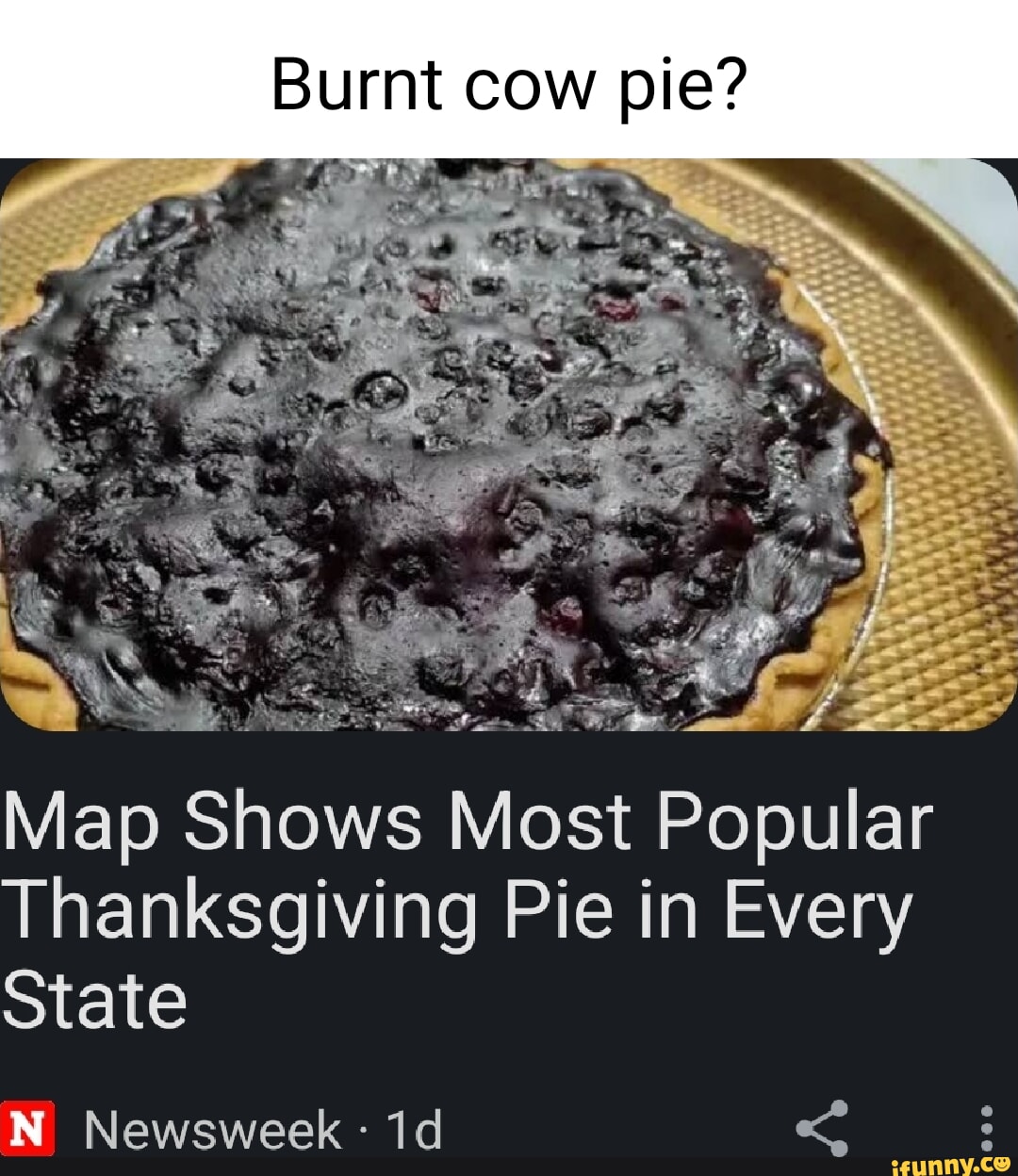 Burnt cow pie? Map Shows Most Popular Thanksgiving Pie in Every State ...