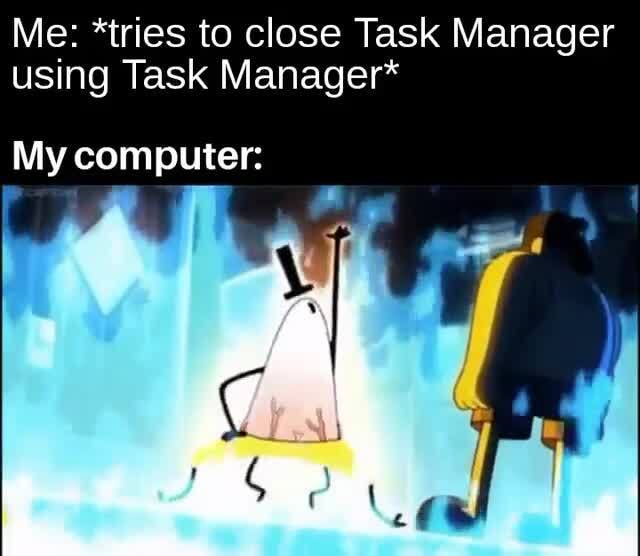 Me: *tries to close Task Manager using Task Manager* My computer ...