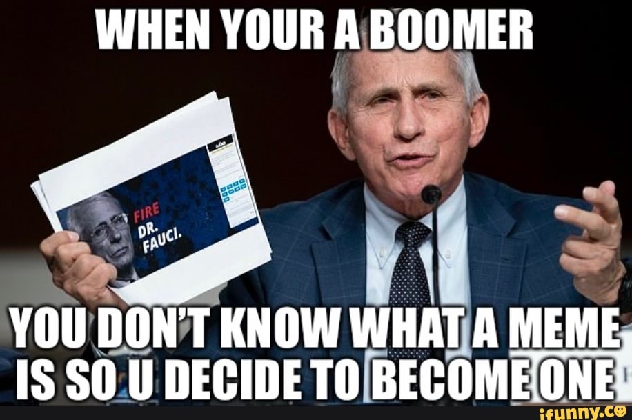 WHEN YOUR A BOOMER YOU DON'T KNOW WHAT A MEME. IS SO U DECIDE TO BECOME ...