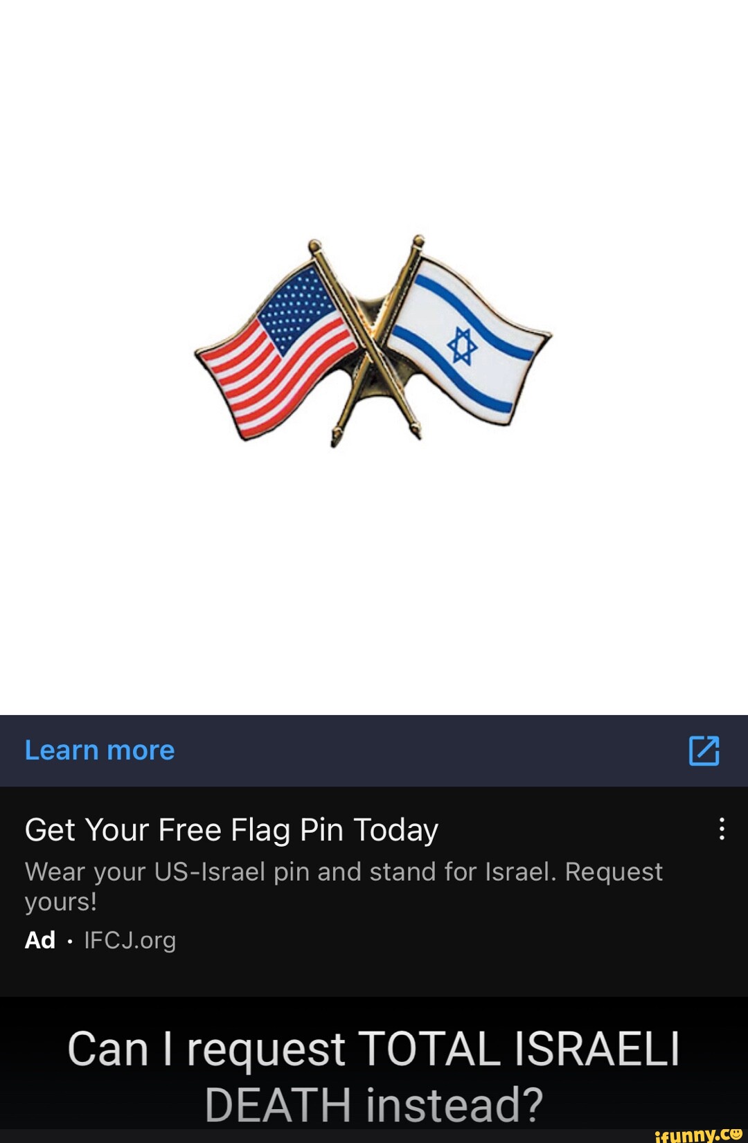 Learn more Get Your Free Flag Pin Today Wear your US-Israel pin and ...