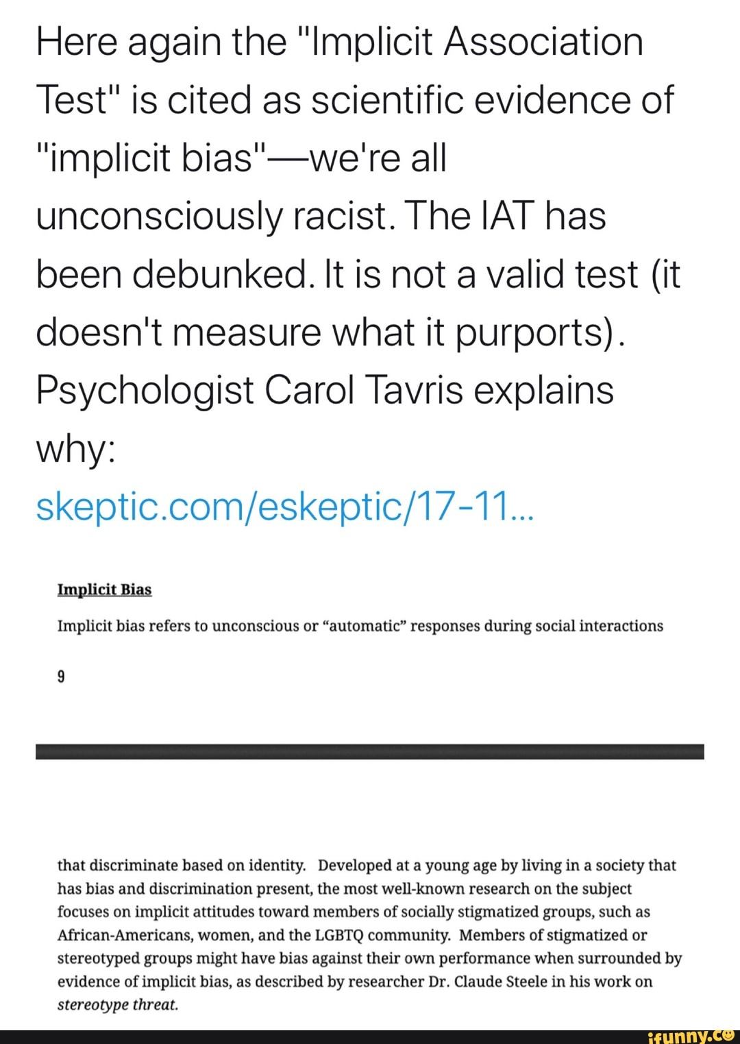 Here again the "Implicit Association Test" is cited as scientific ...