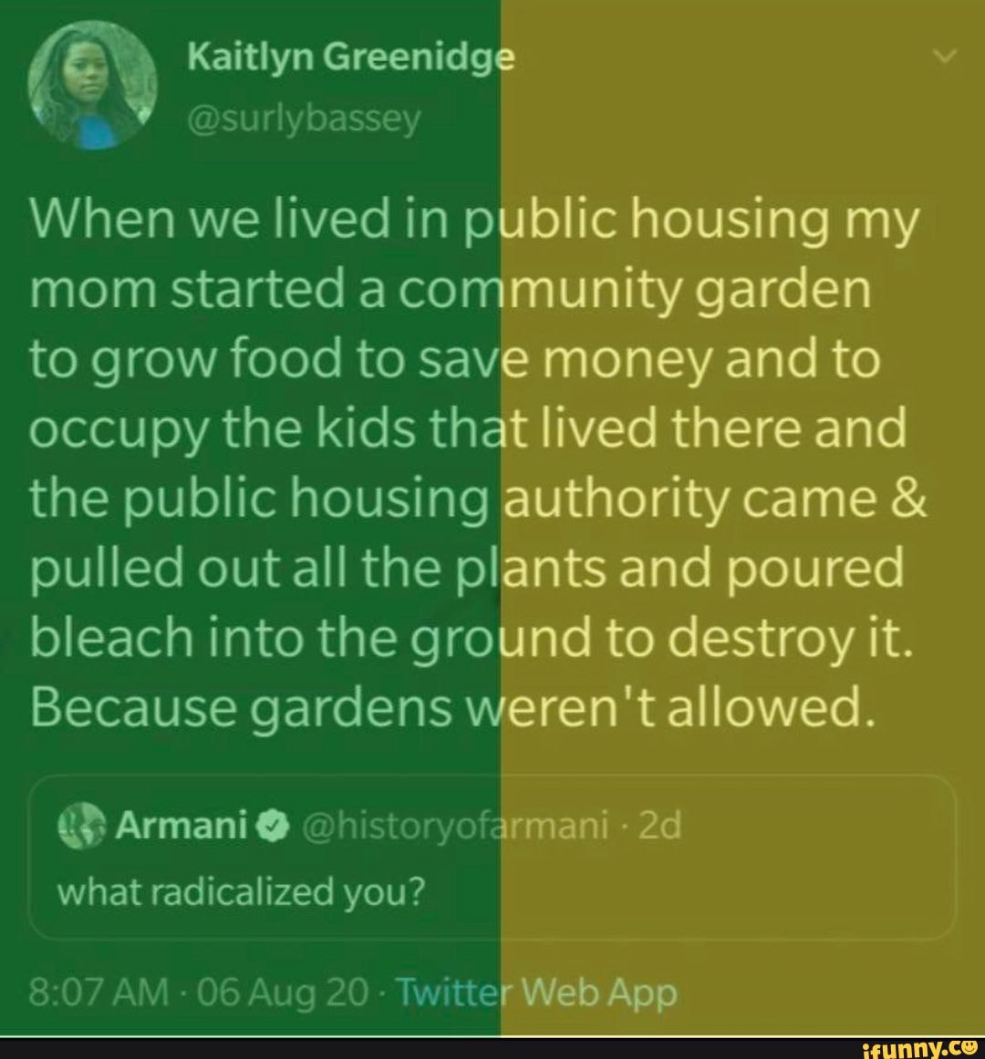 (ey Kaitlyn Greenidge @surlybassey @surlybassey When we lived in public ...