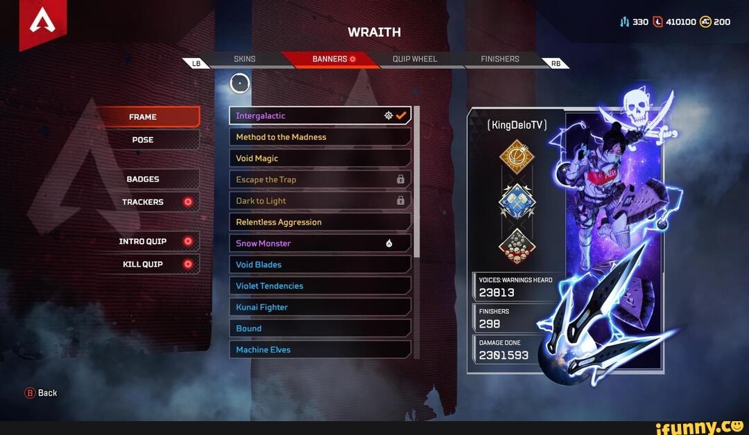 A 330 410100 @ 200 WRAITH =z. SKINS BANNERS QUIP WHEEL FINISHERS ...