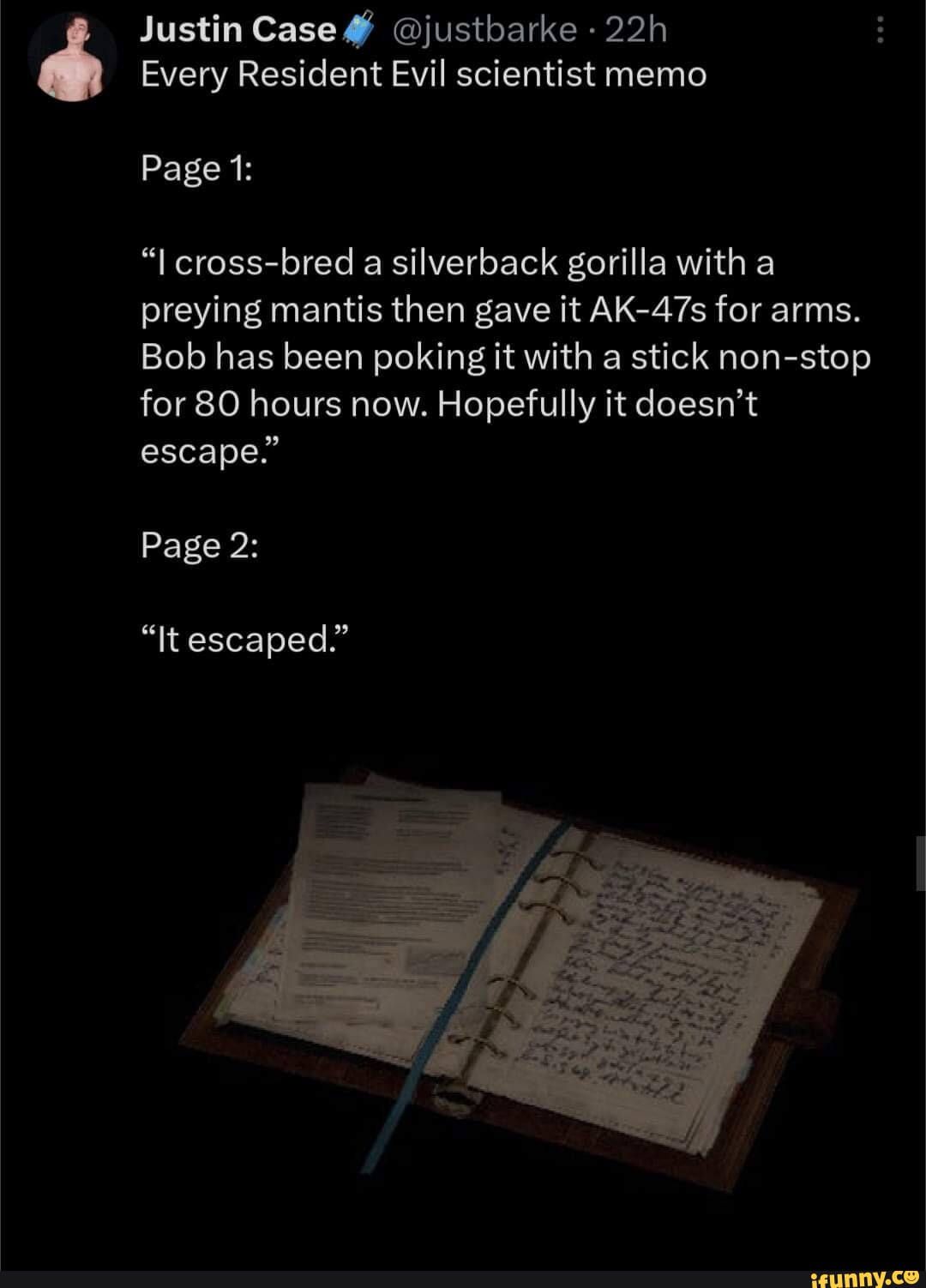 Justin Case # @justbarke - Every Resident Evil scientist memo Page 1 ...