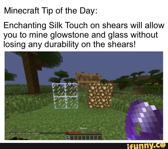 Minecraft Tip of the Day: Enchanting Silk Touch on shears will allow ...