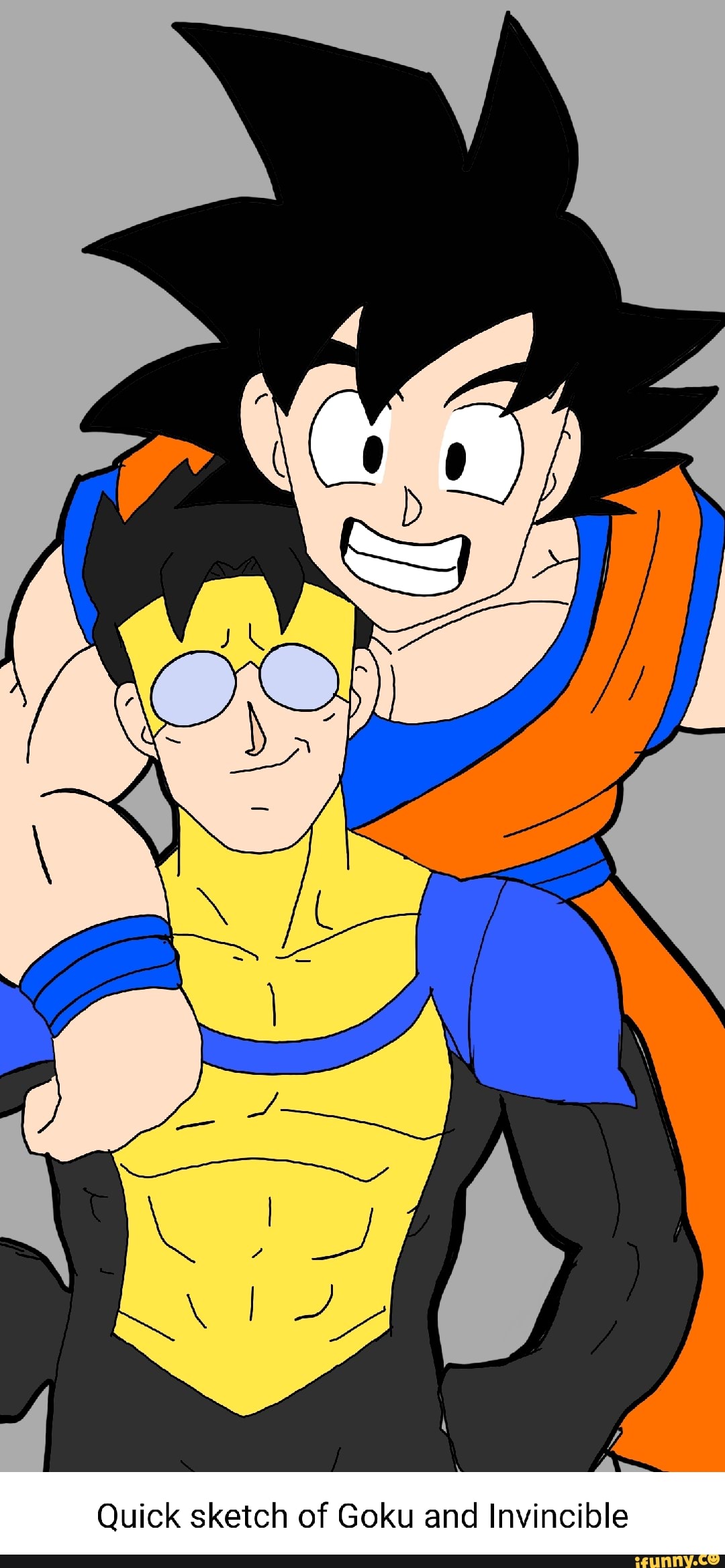 Quick sketch of Goku and Invincible - iFunny