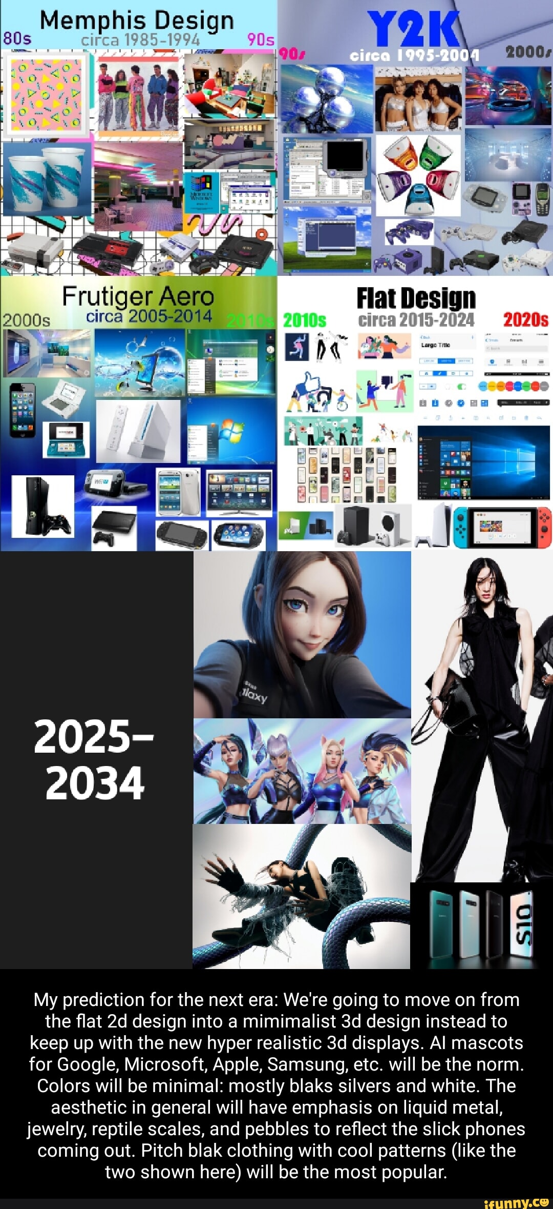 Memphis Design circa 1985-1 1995-2004 Frutiger Flat Design 2000s circa ...