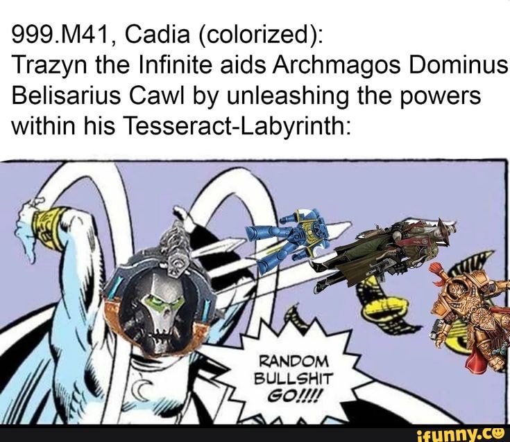 999.M41, Cadia (colorized): Trazyn the Infinite aids Archmagos Dominus ...