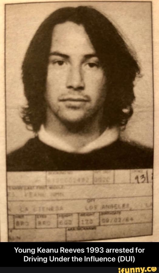 Young Keanu Reeves 1993 arrested for Driving Under the Influence (DUI ...