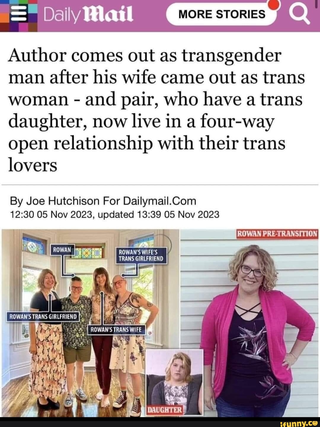 Daily Mail MORE STORIES Q Author comes out as transgender man after his ...