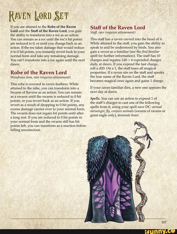 RAVEN LORD SET If you are attuned to the Robe of the Raven Lord and the ...