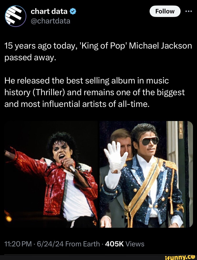 15 years ago today, 'King of Pop' Michael Jackson chart data passed ...
