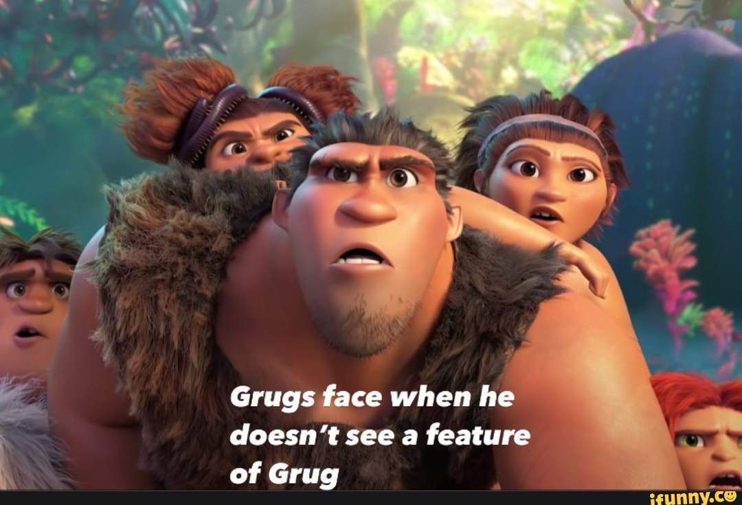 Grugs face when he doesn't see a feature of Grug - iFunny