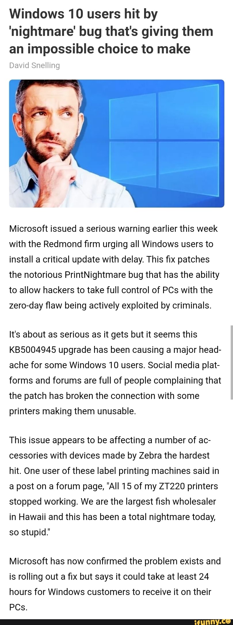 Printnightmare memes. Best Collection of funny Printnightmare pictures ...