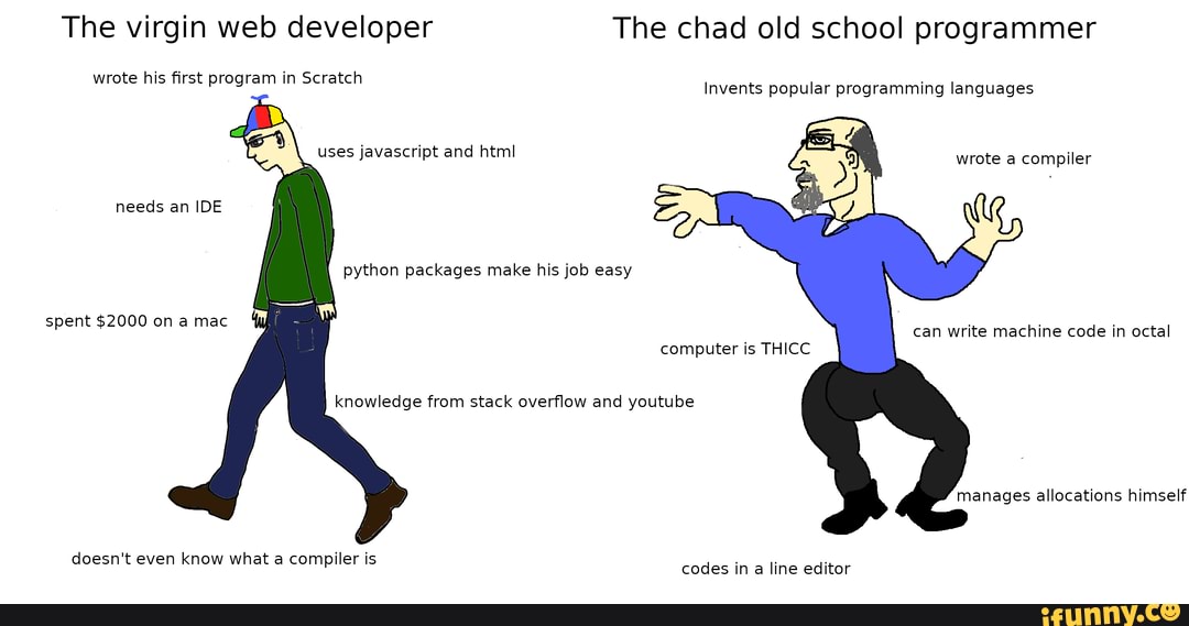 The virgin web developer The chad old school programmer wrote his first ...