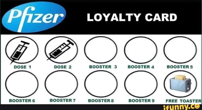 Pfizer LOYALTY CARD DOSE DOSE 2 BOOSTER BOOSTER 4 BOOSTER 5 STE BOOSTER ...