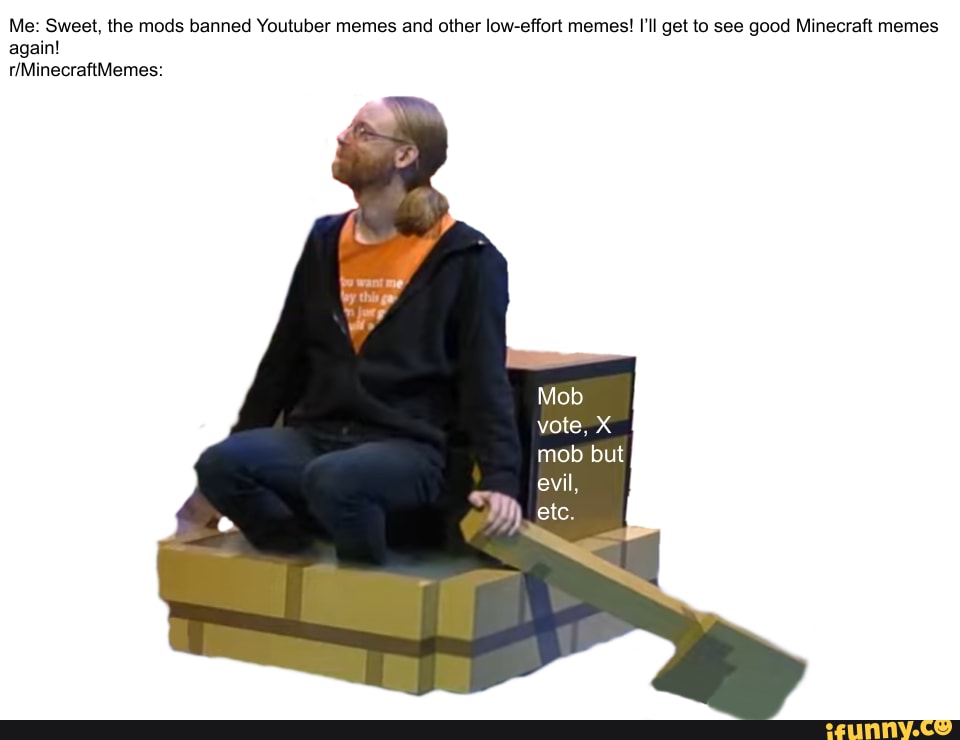 Me: Sweet, the mods banned Youtuber memes and other low-effort memes! I ...