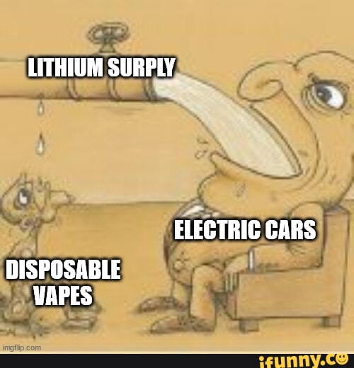 LITHIUM SURPLY ELECTRIC CARS DISPOSABLE VAPES - iFunny