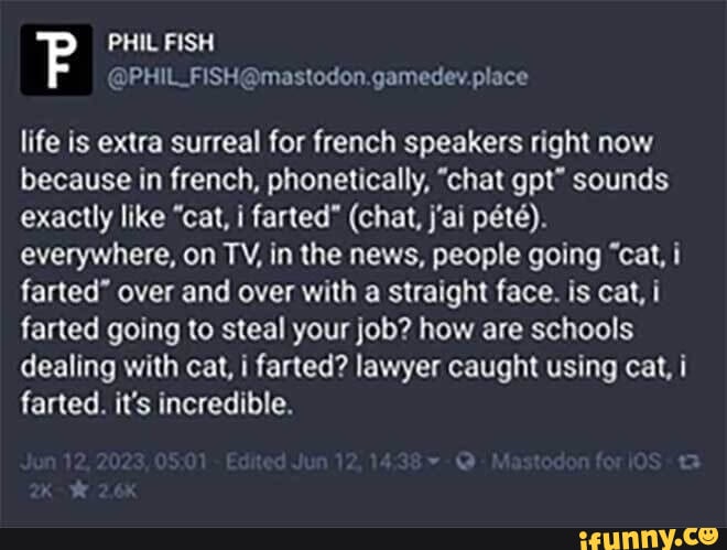 PHIL FISH life is extra surreal for french speakers right now because ...