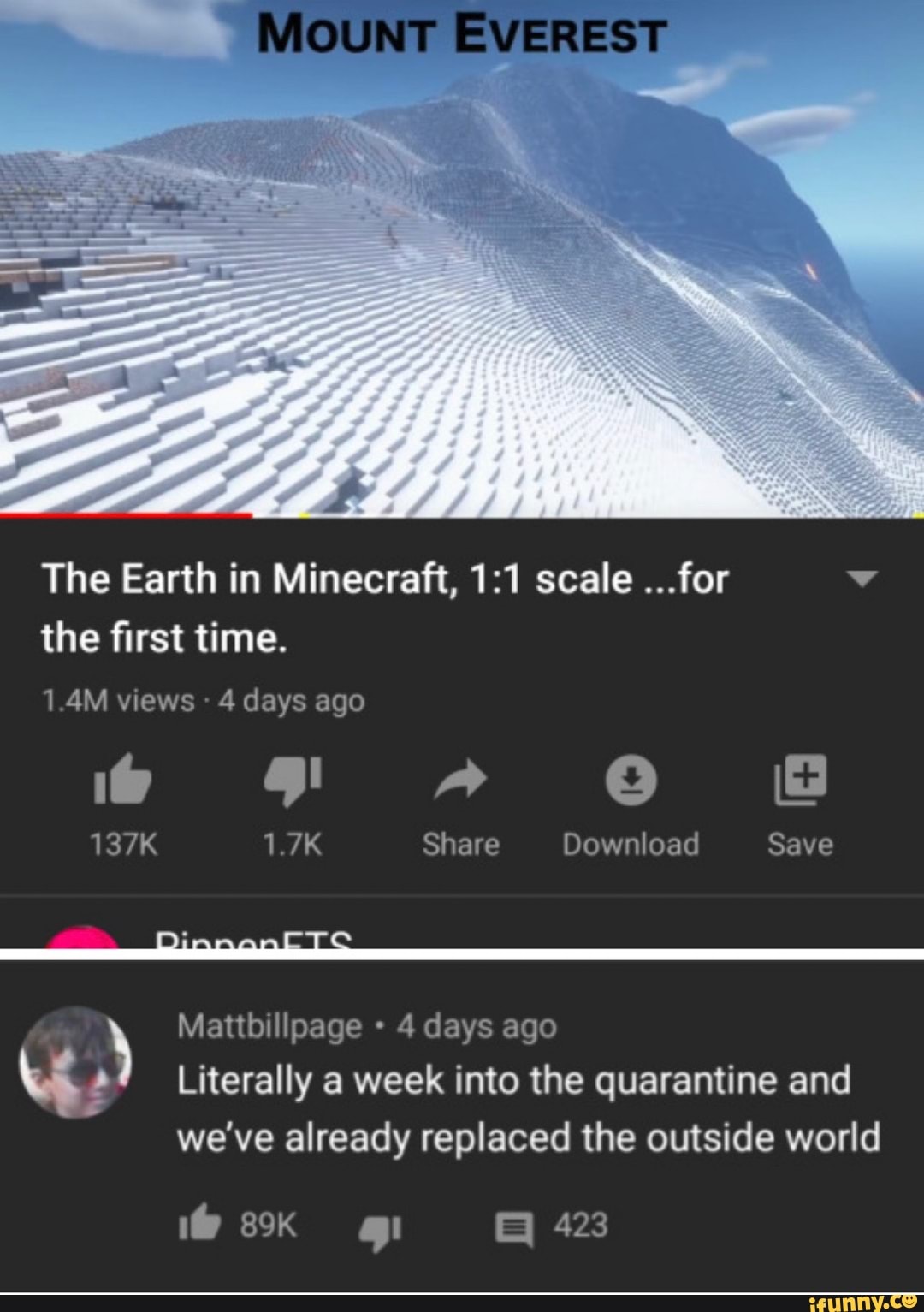 The Earth in Minecraft, 1:1 scale ...for v the first time. 137K 1.7K ...