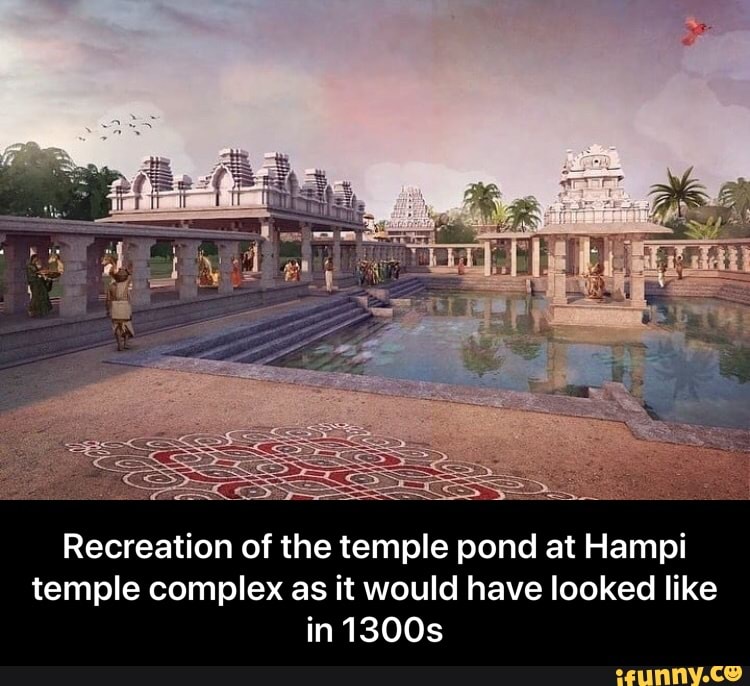 Recreation of the temple pond at Hampi temple complex as it would have ...