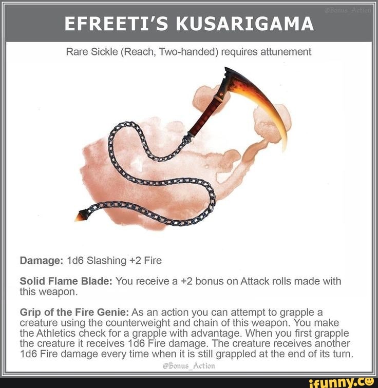 EFREETI'S KUSARIGAMA Rare Sickle (Reach, Two-handed) requires ...