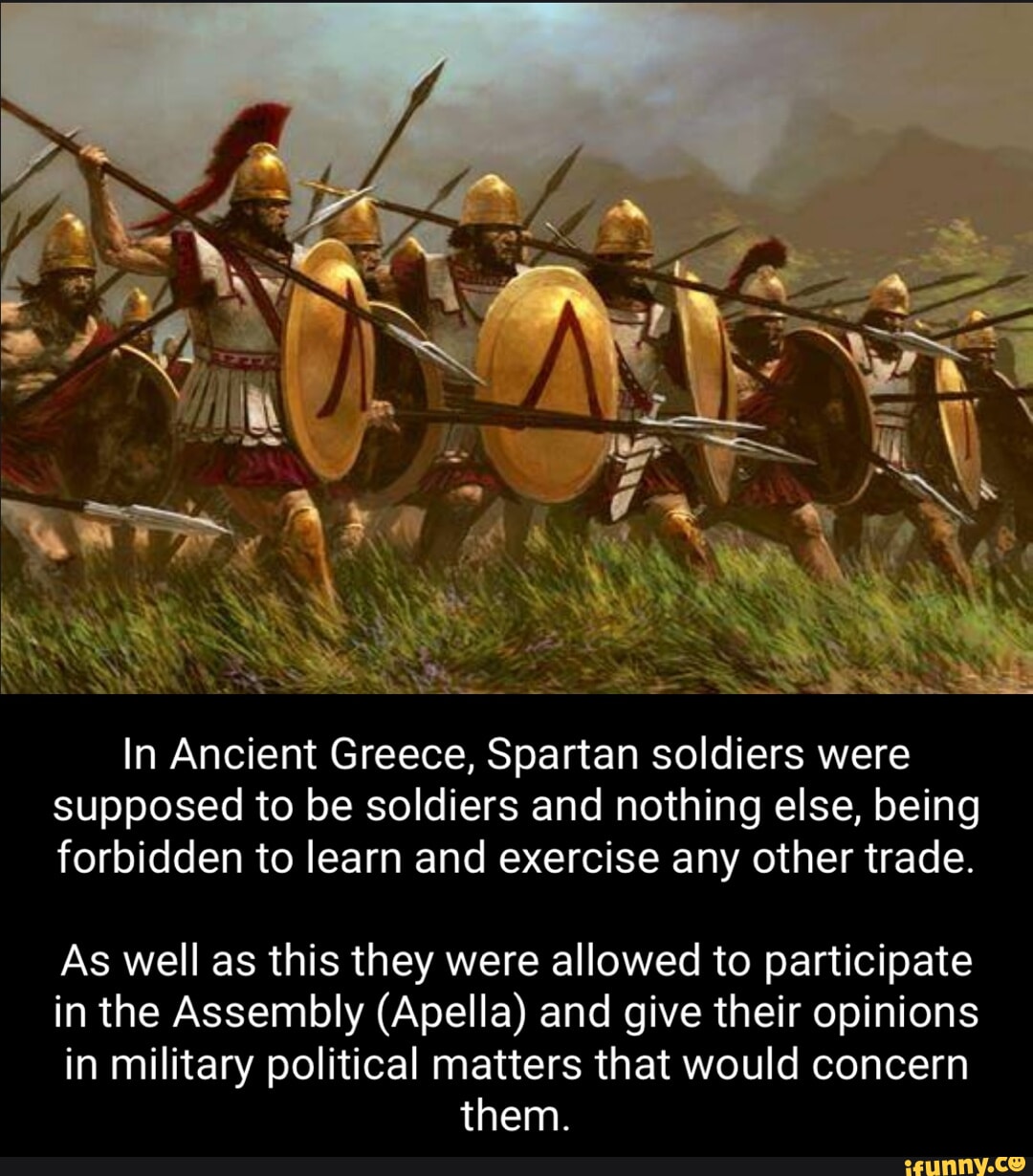 In Ancient Greece, Spartan soldiers were supposed to be soldiers and ...