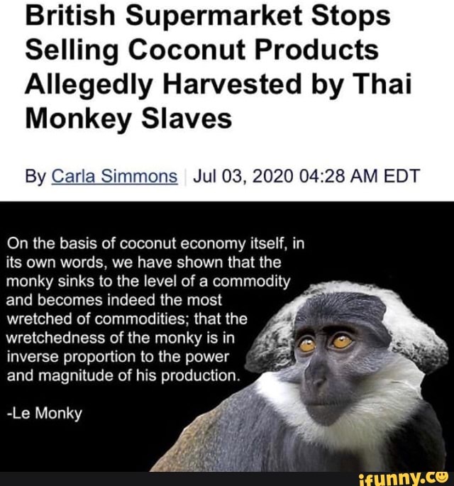 British Supermarket Stops Selling Coconut Products Allegedly Harvested ...