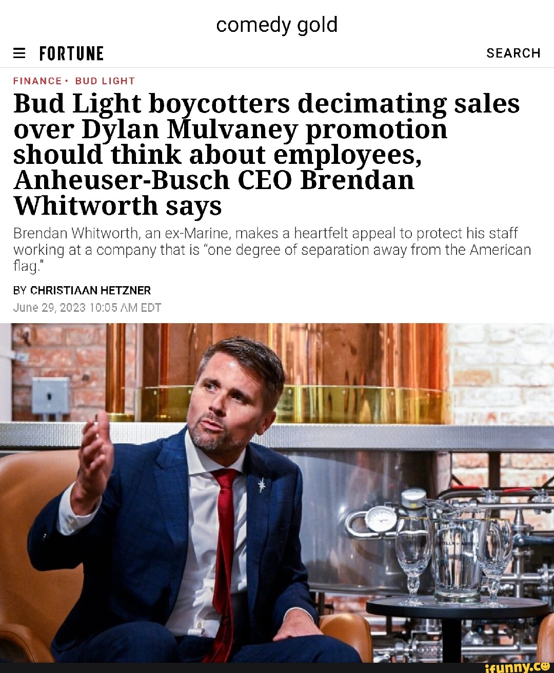 Comedy gold = FORTUNE SEARCH Bud Light boycotters decimating sales over ...