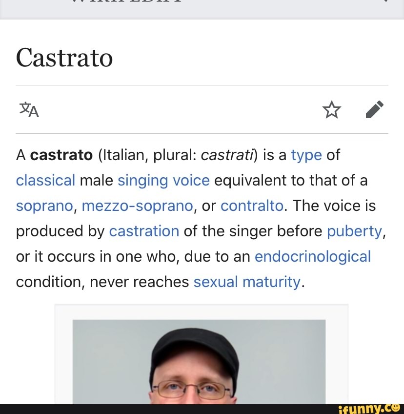 Castrato wi & A castrato (Italian, plural: castrat/ is a type of ...