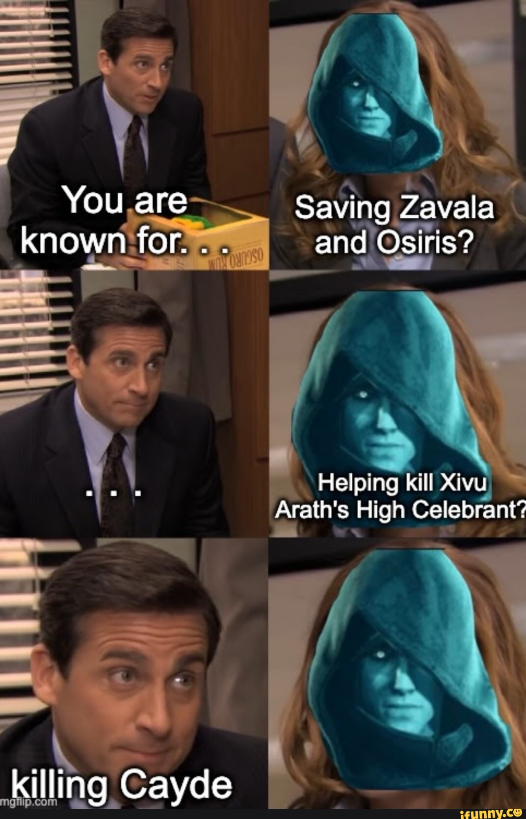 In You are Saving Zavala known for. . . and Osiris? Flelping kill Xivu ...