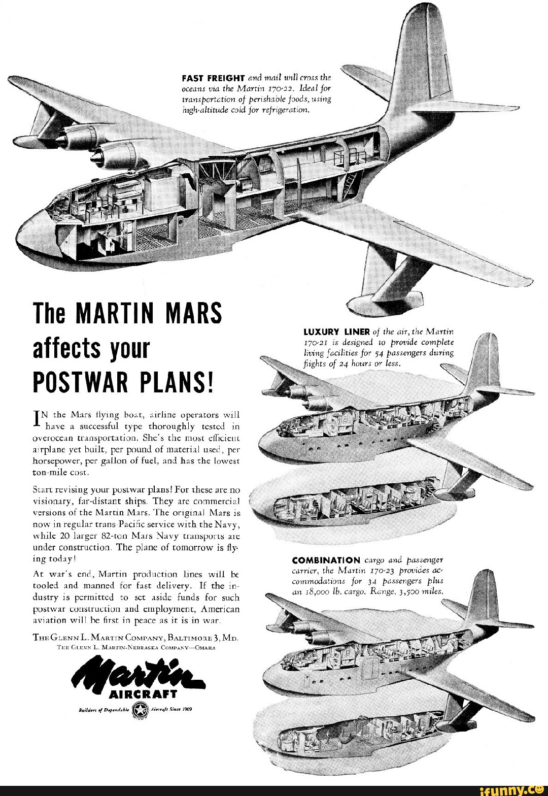 The MARTIN MARS affects your POSTWAR PLANS! the Mars flying bout ...