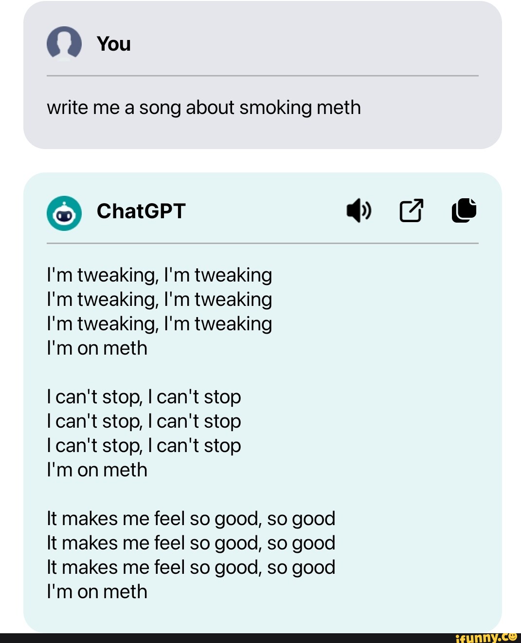 QQ You write me a song about smoking meth I'm tweaking, I'm tweaking I ...