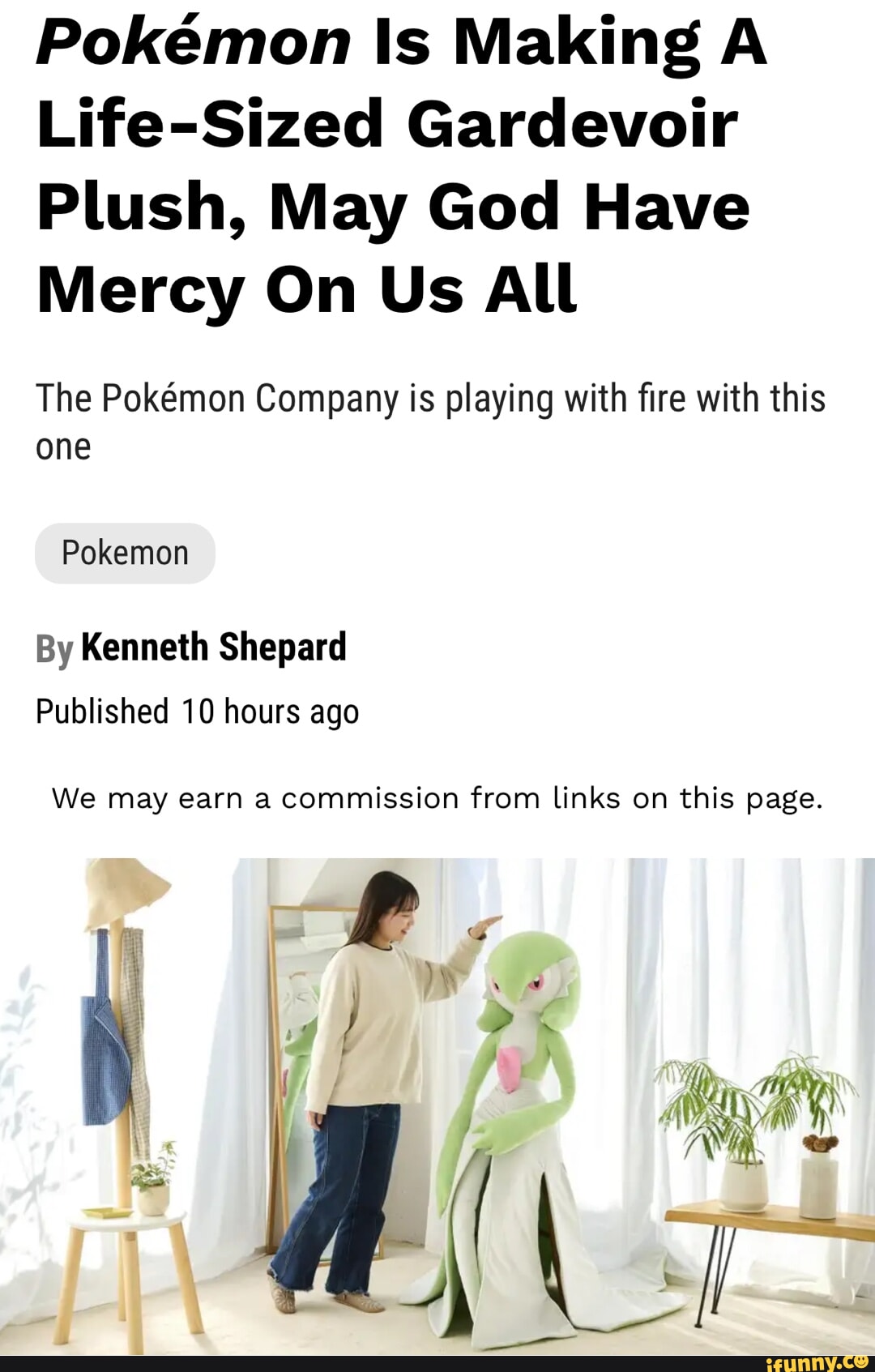 Pokemon Is Making A Life-Sized Gardevoir Plush, May God Have Mercy On ...
