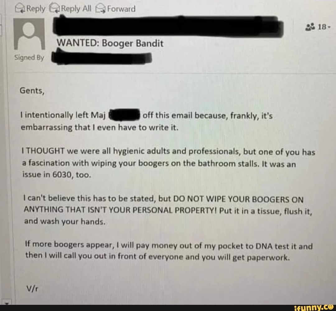 18- WANTED: Booger Bandit Reply All Signed By Gents, intentionally left ...