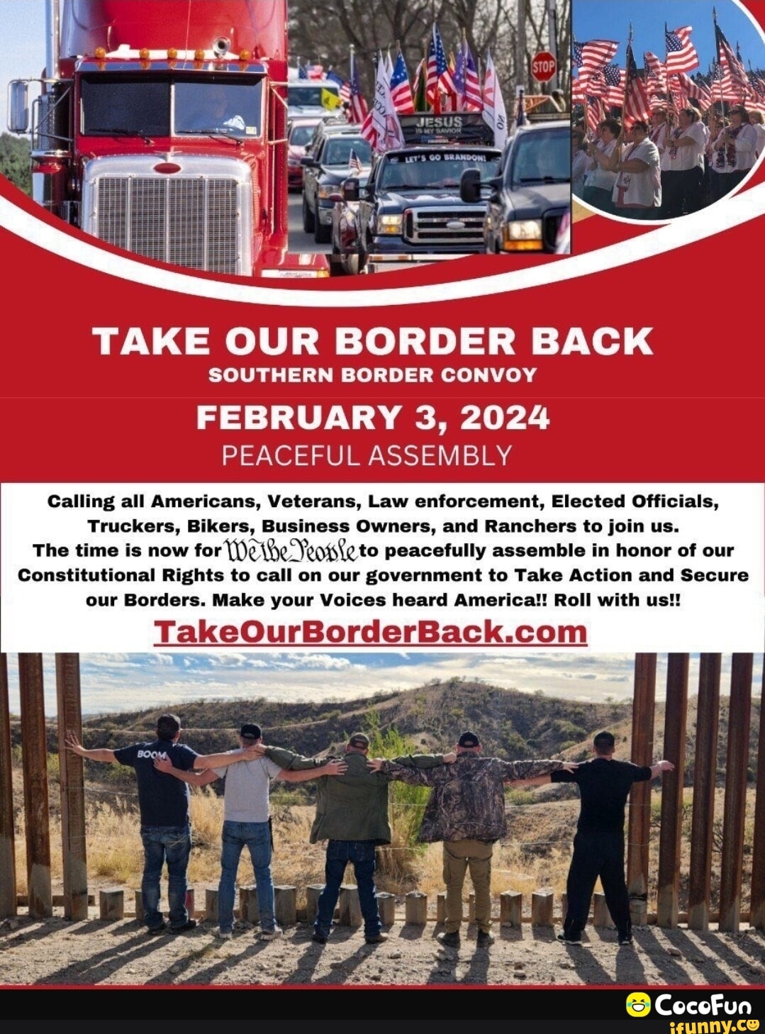 TAKE OUR BORDER BACK SOUTHERN BORDER CONVOY FEBRUARY 3, 2024 PEACEFUL ...
