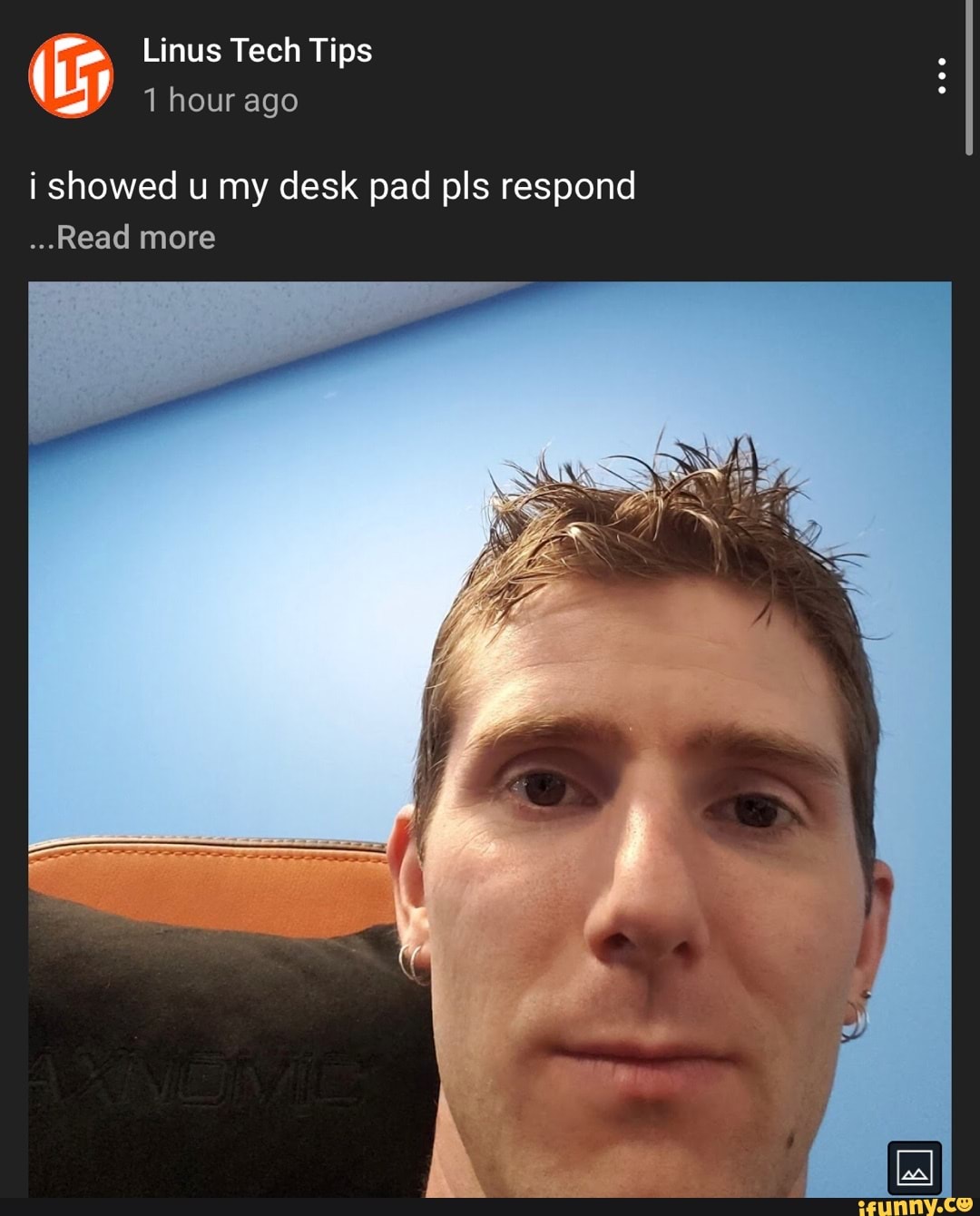 ( Tr Linus Tech hour ago Tips hour ago i showed u my desk pad pls ...