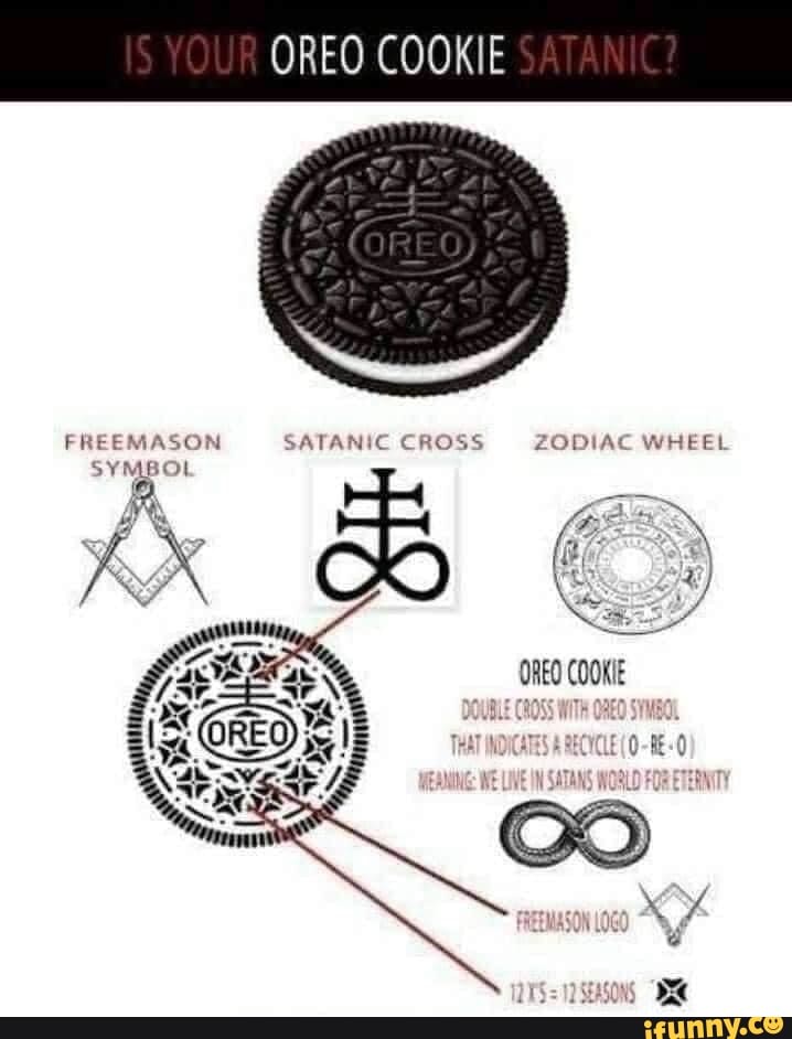 OREO COOKIE FREEMASON SATANIC CROSS ZODIAC WHEEL SYMBOL CO CO - iFunny