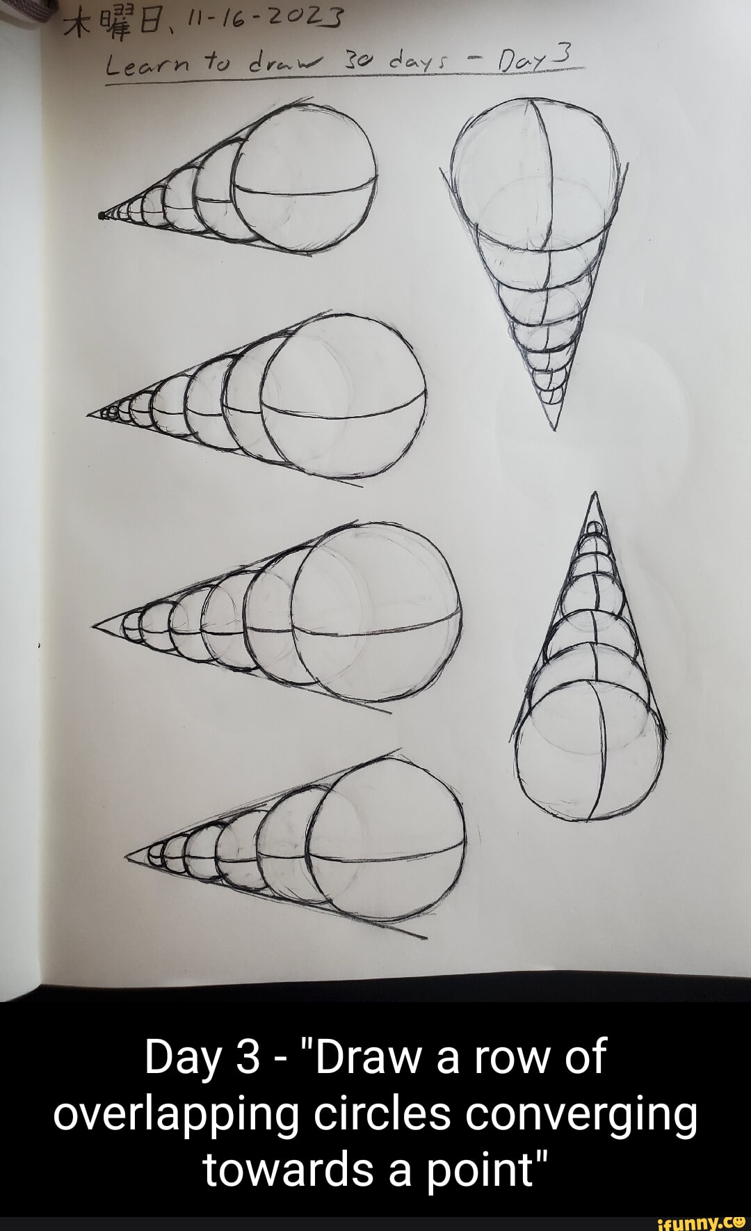Leara draw day = De: Day 3 - "Draw a row of overlapping circles ...