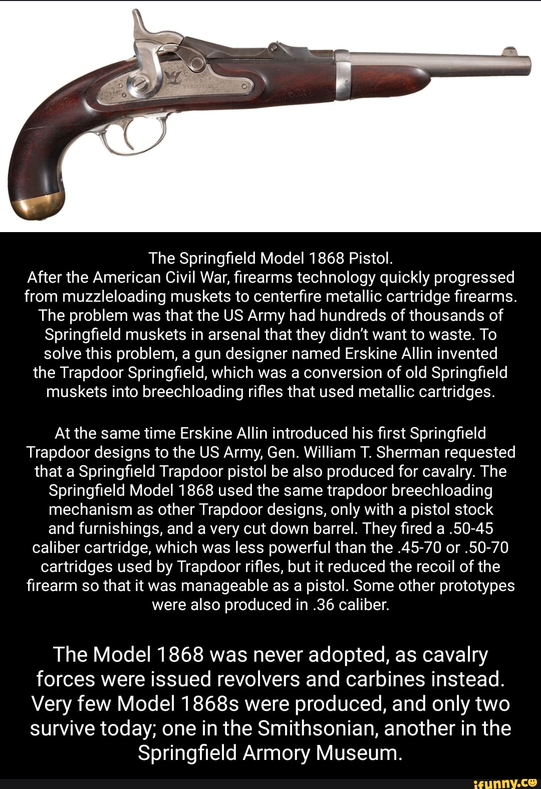 The Springfield Model 1868 Pistol. After the American Civil War ...