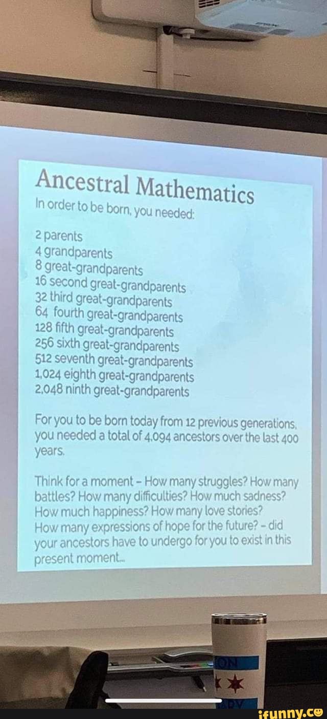 Ancestral Mathematics born, you needed parents grandparents 28 fifth ...