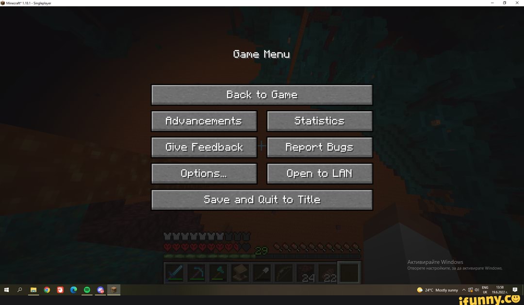 Game Menu Back to Game Advancements Statistics Give Feedback Report ...